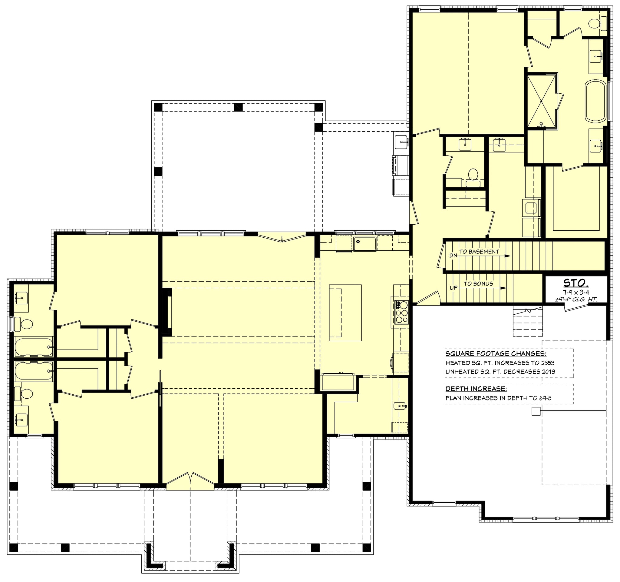H7639-A Transitional House Basement Stair Location, 3 Bedrooms, 3.5 ...