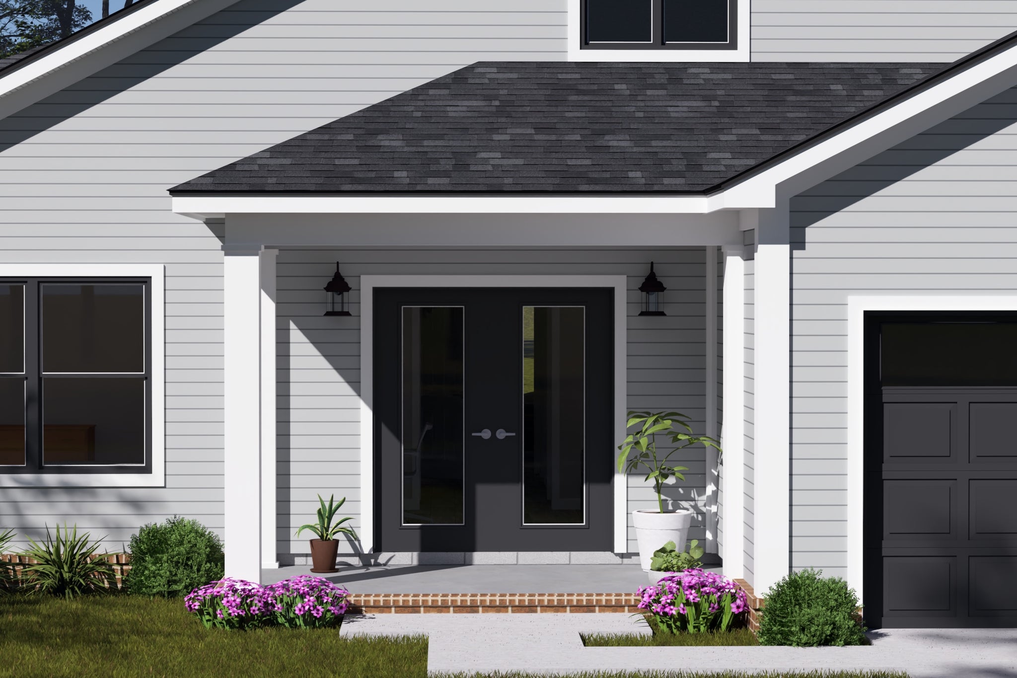 J7541-E Cottage House, 4 Bedrooms, 3.5 Bathrooms | Plan 24611 Exterior-2