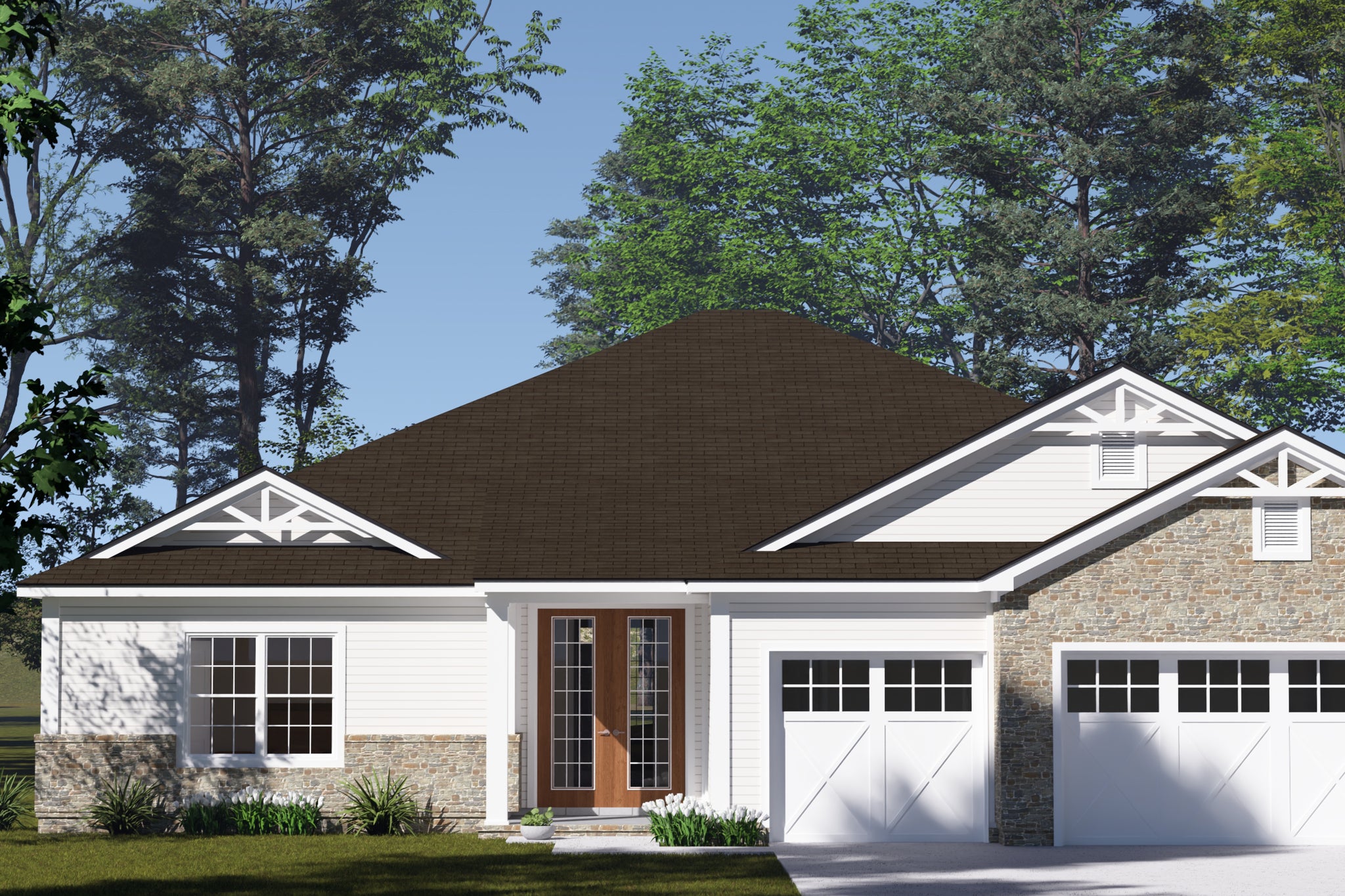 J7559-E Cottage House, 4 Bedrooms, 3.5 Bathrooms | Plan 24616 Exterior-2