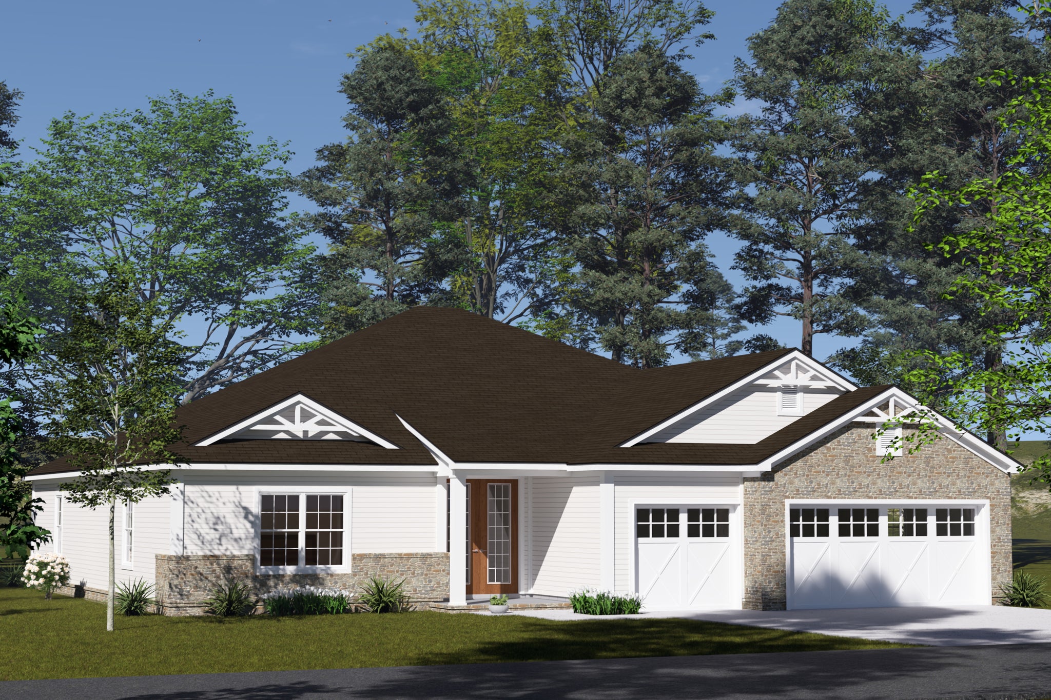 J7559-E Cottage House, 4 Bedrooms, 3.5 Bathrooms | Plan 24616 Exterior-3