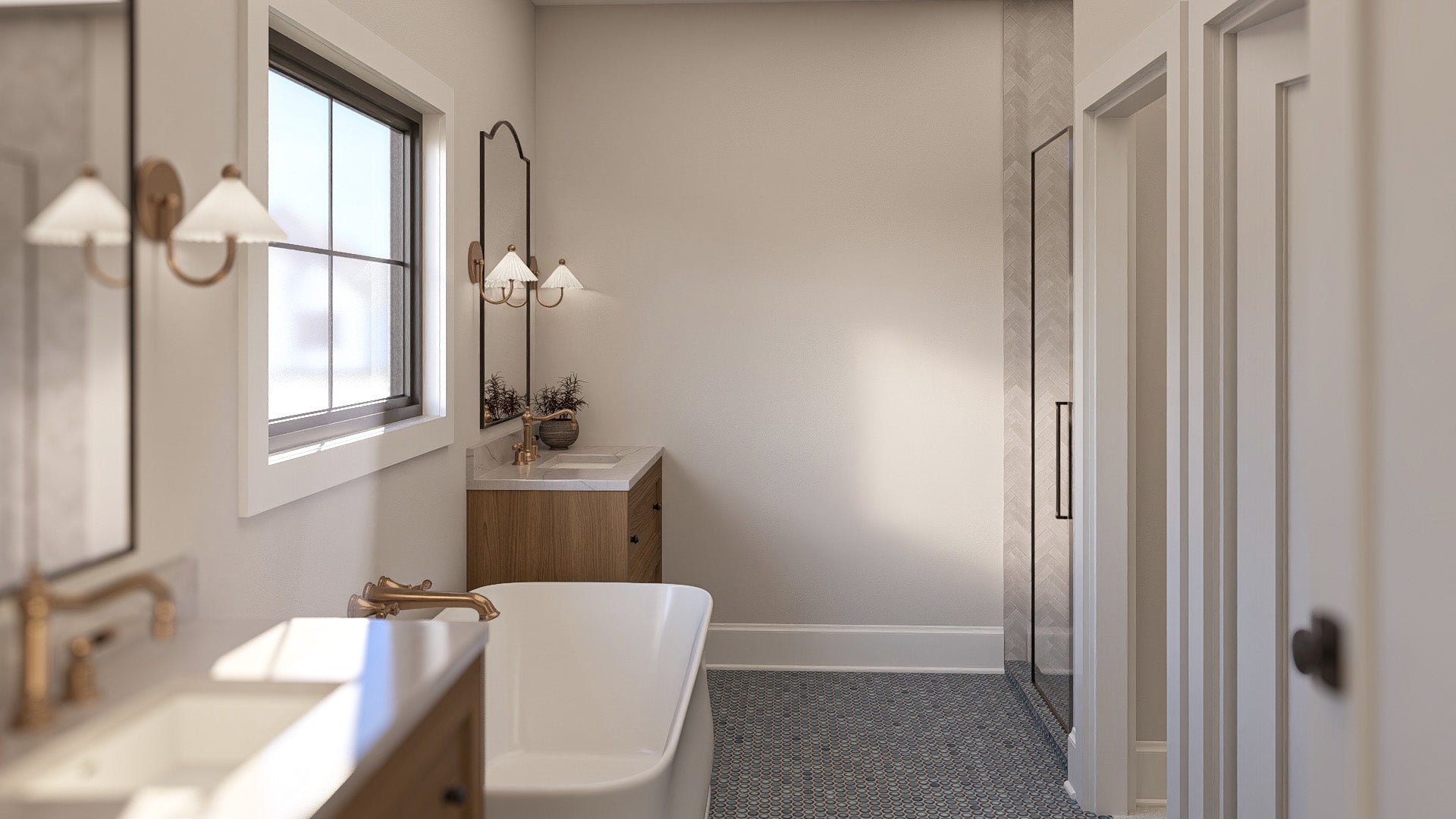 G7620-A Traditional House Master Bathroom, 3 Bedrooms, 2 Bathrooms ...