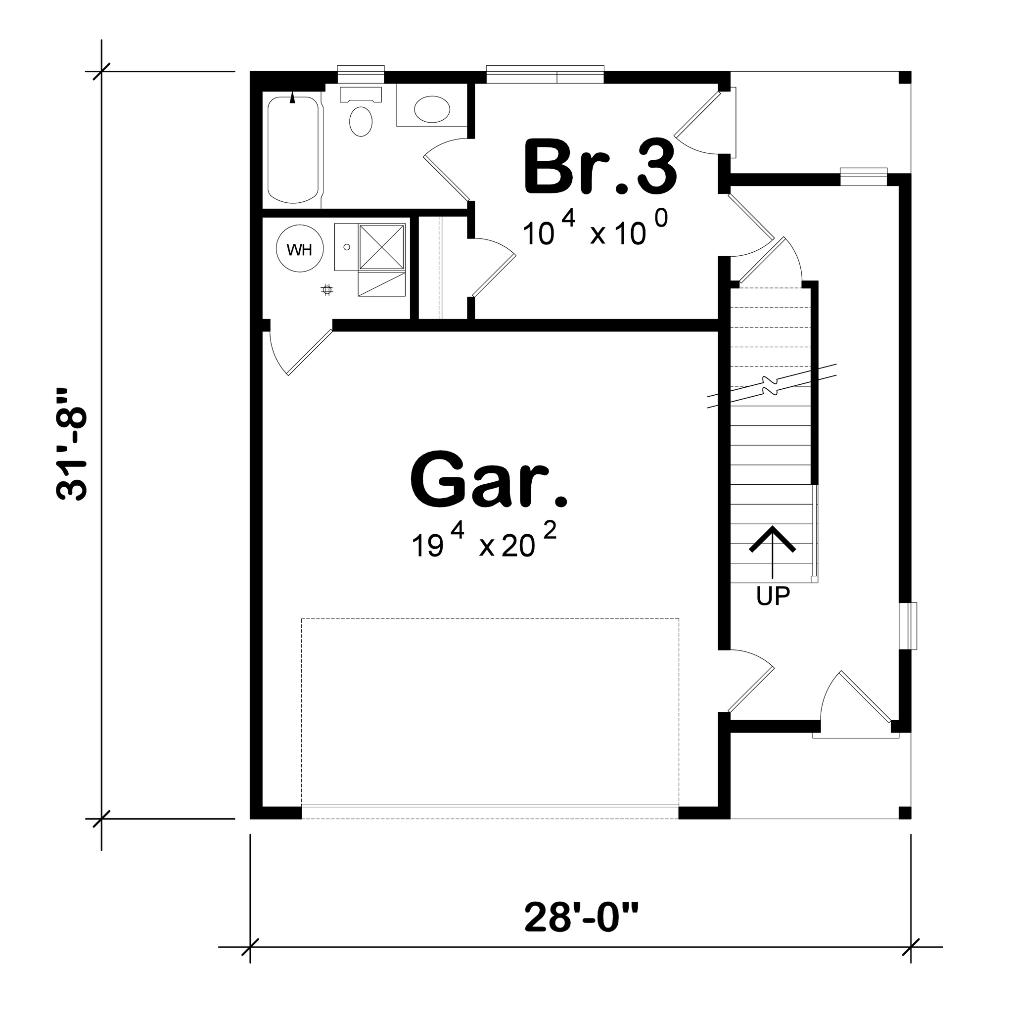 AB7614-A Contemporary House First Floor Plan, 3 Bedrooms, 3.5 Bathrooms ...