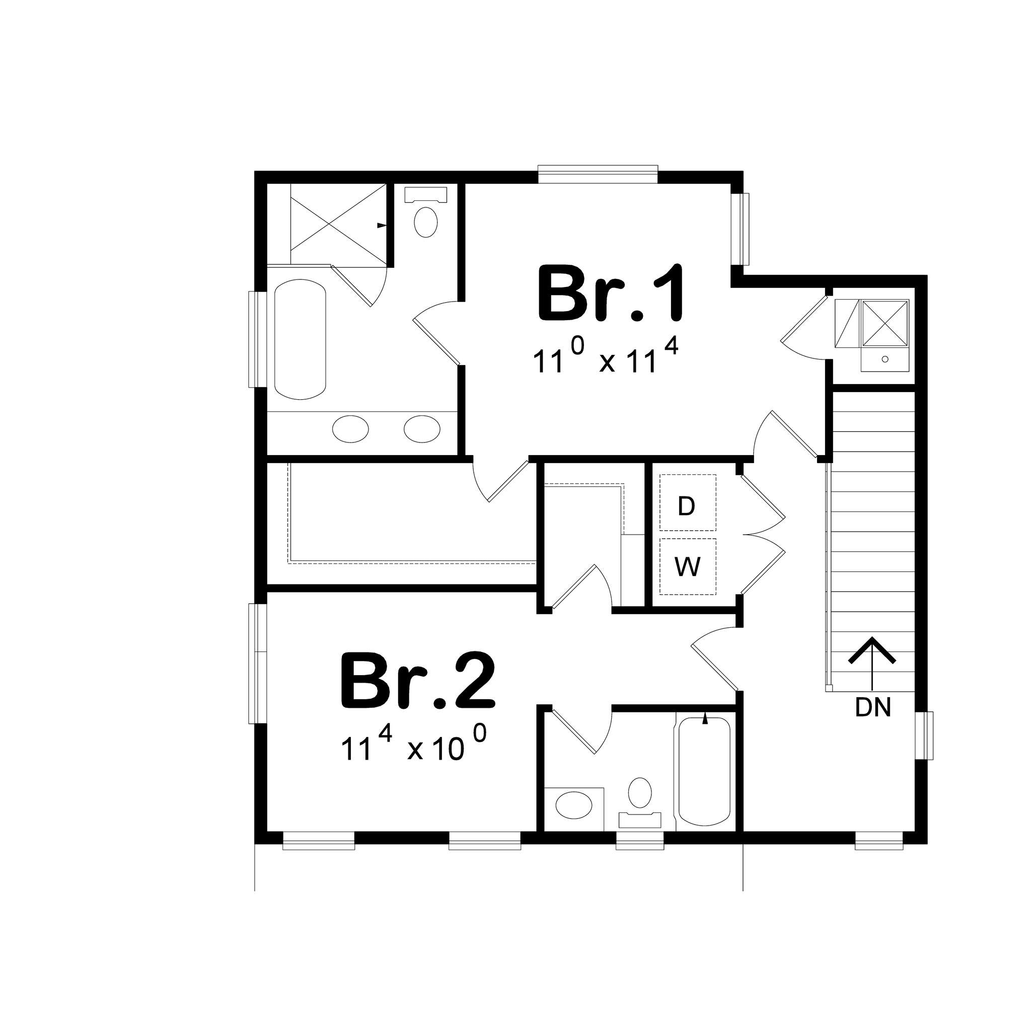 AB7614-A Contemporary House Third Floor Plan, 3 Bedrooms, 3.5 Bathrooms ...