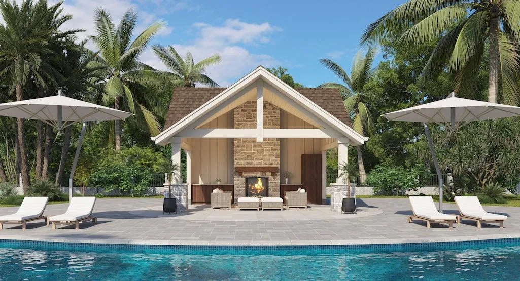 Backyard Pool Cabanas Floor Plan Pool House Plans Architectural