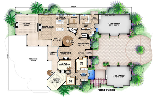 Isla Del Rey House Plan | Luxury House Plan | Three Story House Plan