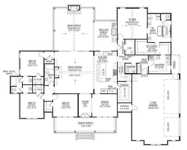 Oxford II House Plan | Farmhouse Plan | One-Story Floor Plan