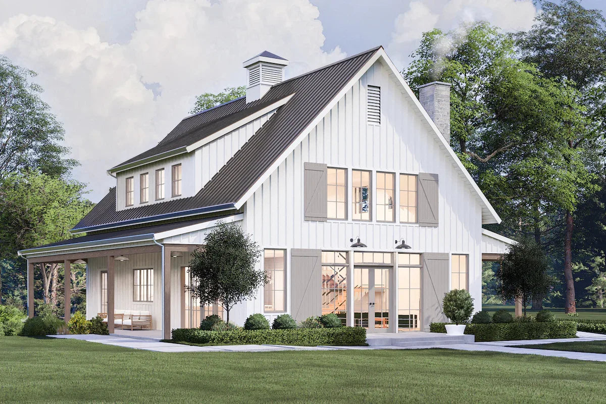 Farmhouse Style Homes Barn Modern Farmhouse Plan With Side Load
