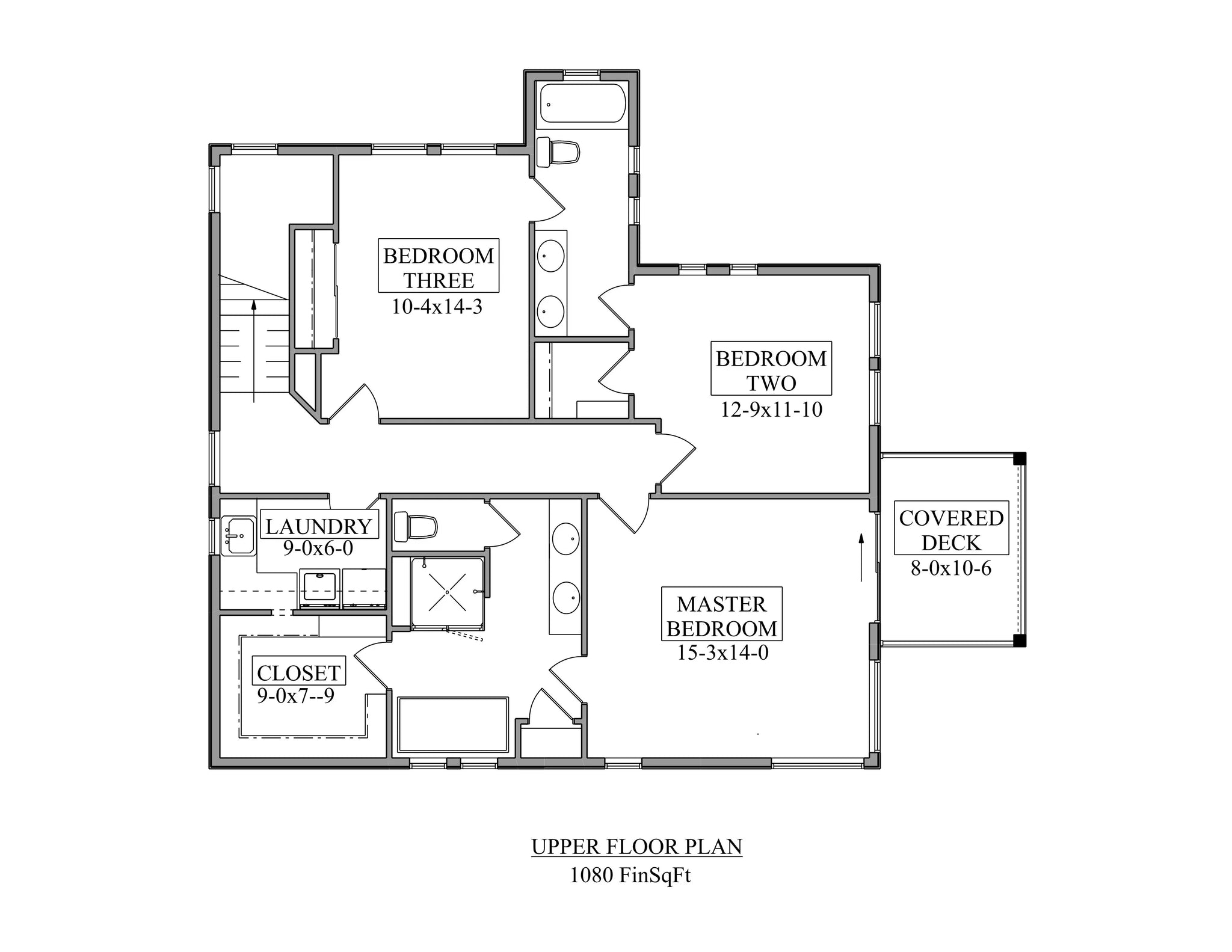 I7638-A Modern Chalet-Style House Second Floor Plan, 3 Bedrooms, 2.5 ...