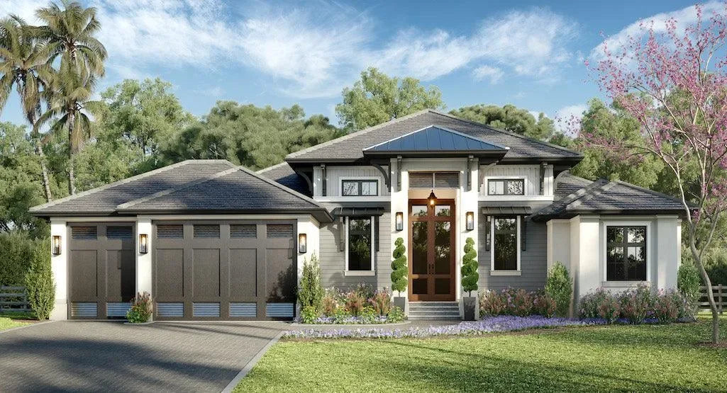 One Story House Elevations Front Front Elevation Home With Double