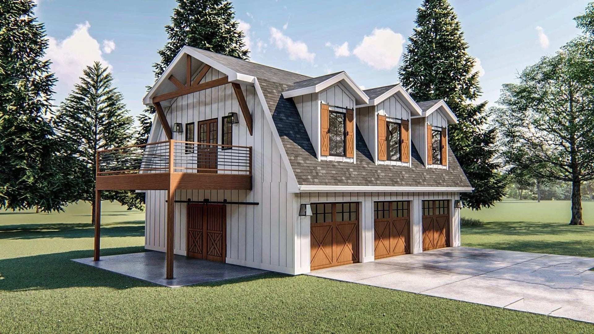 Stable View Garage Plan | Two Story Modern Farmhouse Plan